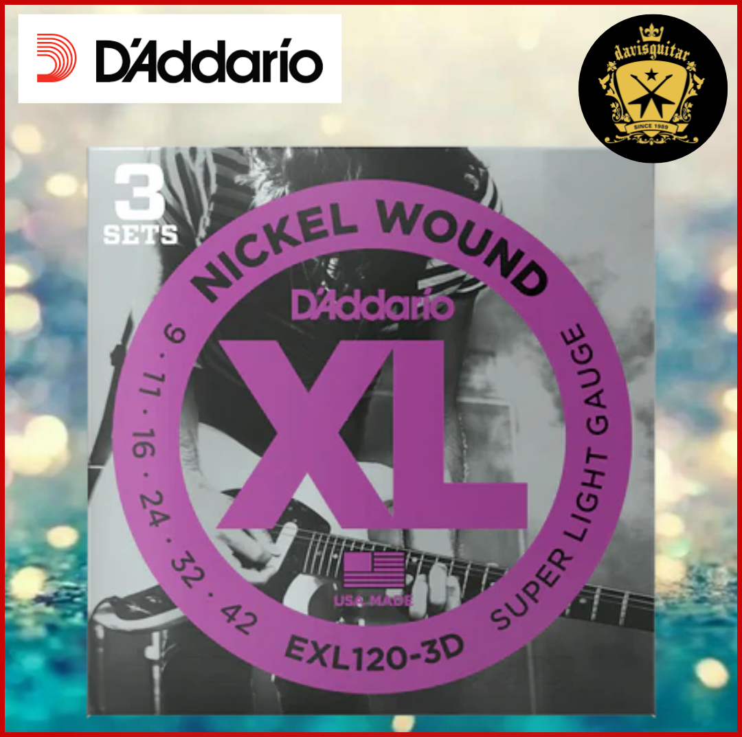 DAddario Electric Guitar String EXL120-3D set 09-42 Nickel Wound (3 se ...